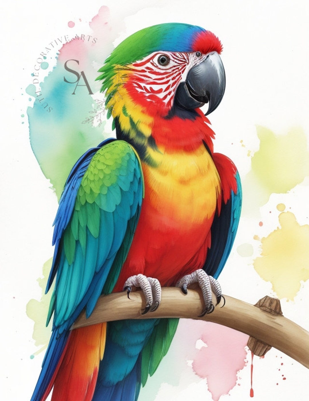 Tropical Brilliance: A Colorful Parrot in Digital Poster Print - Etsy