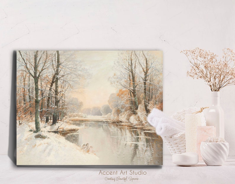 Neutral Muted Winter Landscape Wall Art/ Moody Farmhouse/ French ...