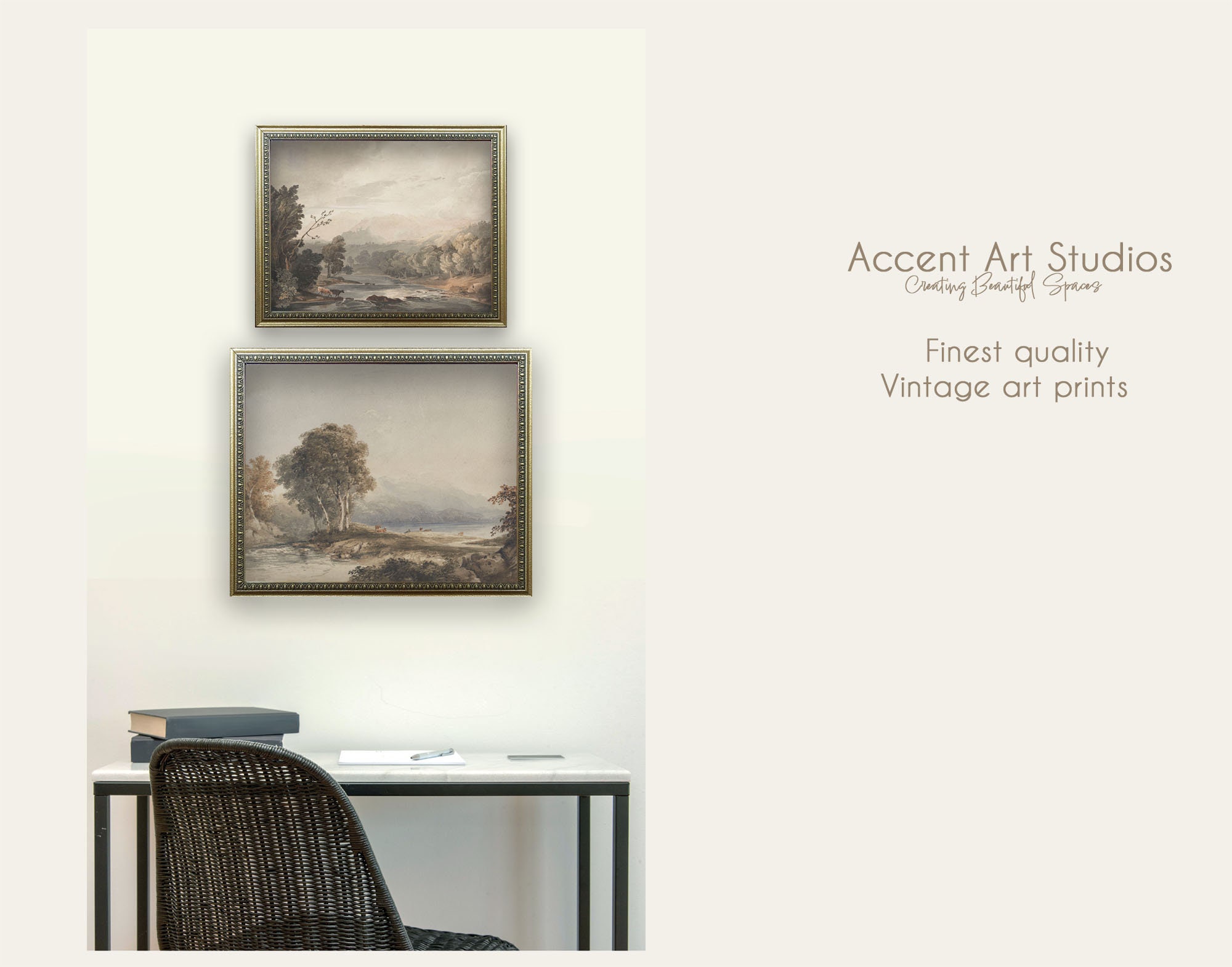 Printable Vintage Gallery Wall Art/ Set of Two Antique Downloadable ...