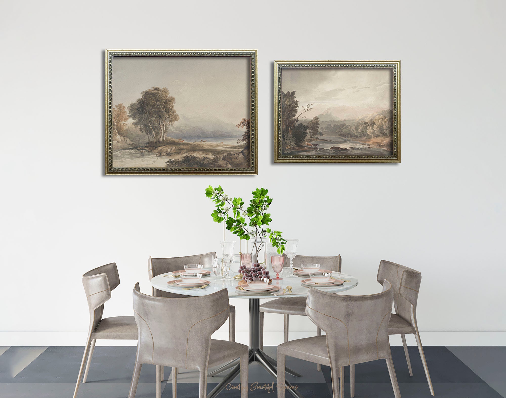 Printable Vintage Gallery Wall Art/ Set of Two Antique Downloadable ...
