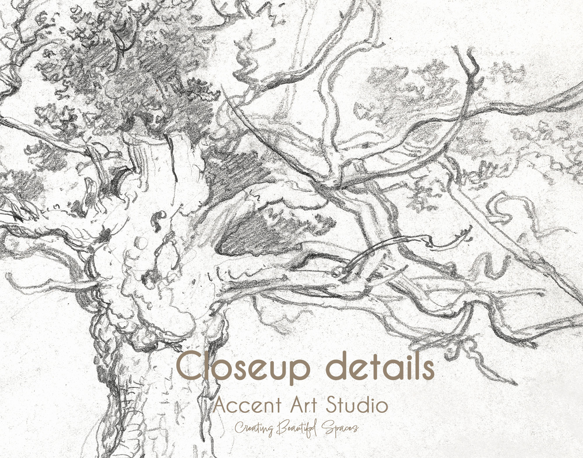 Rustic Oak Tree Sketch/ Moody Tree Wall Art for Antique Farmhouse or ...