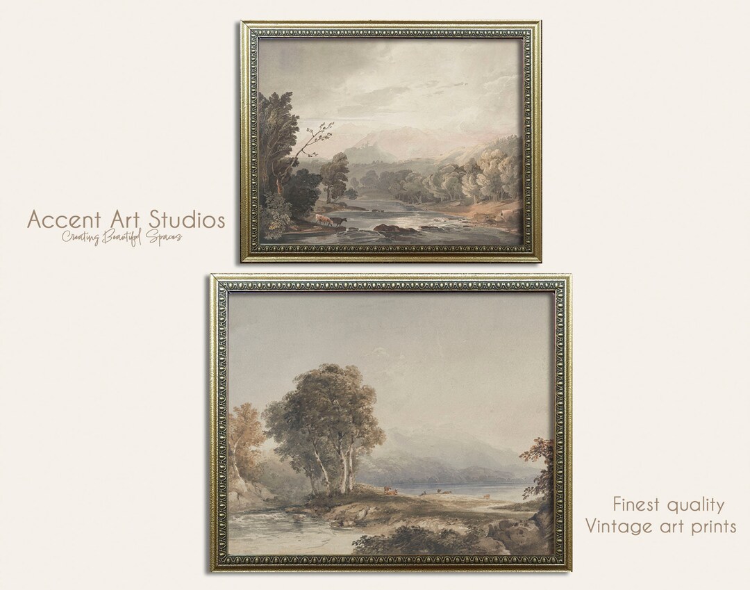 Printable Vintage Gallery Wall Art/ Set of Two Antique Downloadable ...