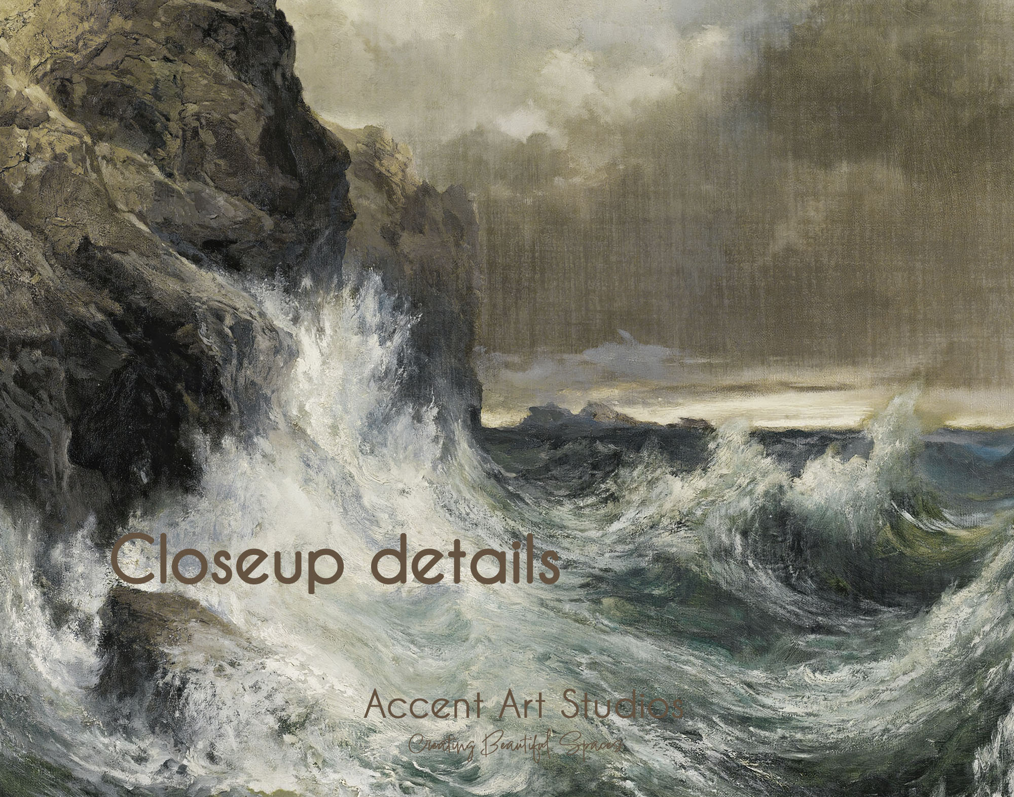 Neutral Ocean Wave Seascape Wall Art/ Moody Vintage Coastal Home Wall ...