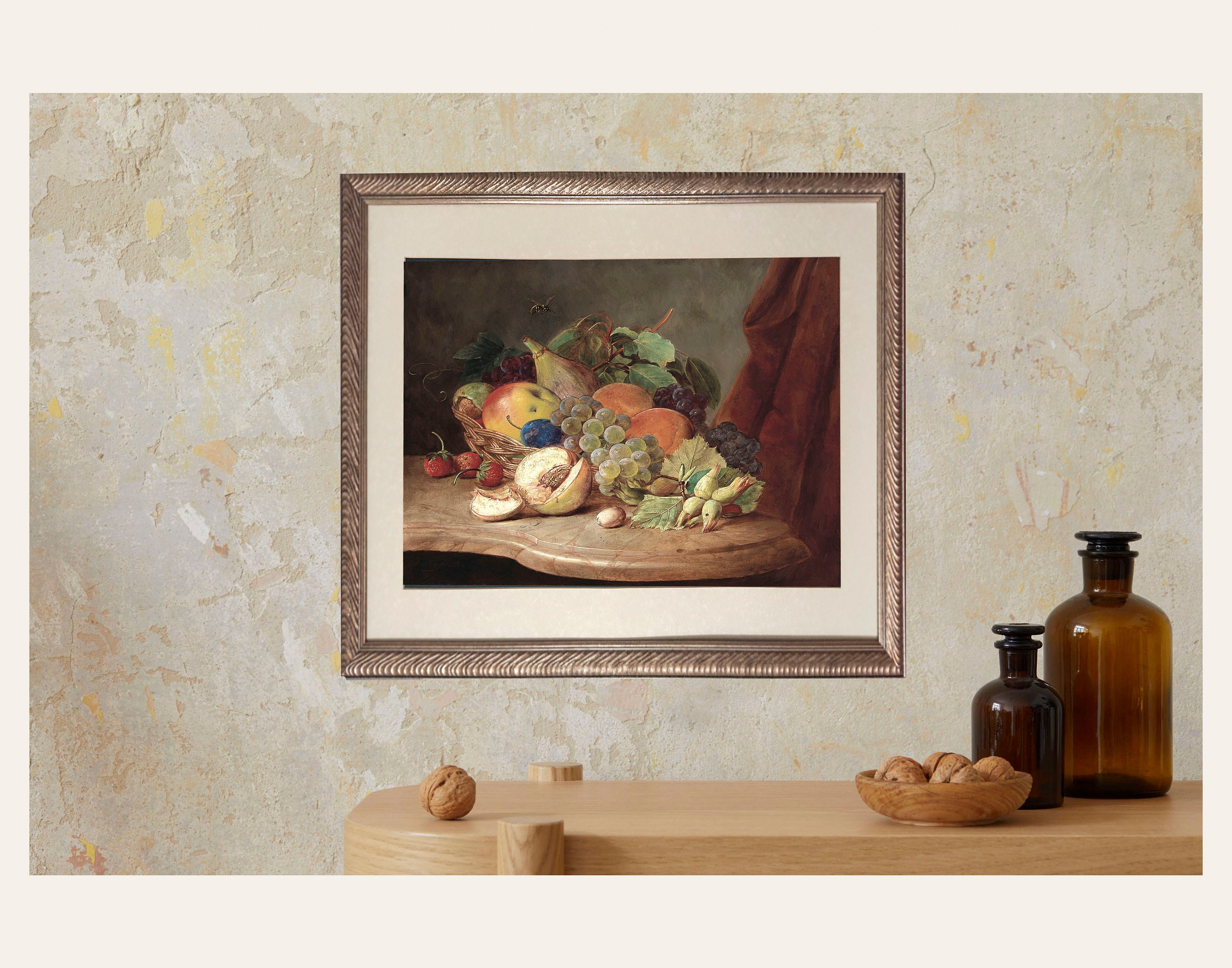 Farmhouse Country Kitchen Oil Painting/ Restored Antique Fruit Still ...