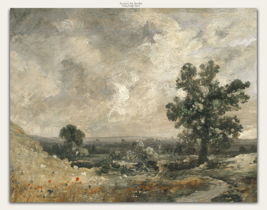 Rustic Vintage English Countryside Landscape/ Restored Antique Painting ...