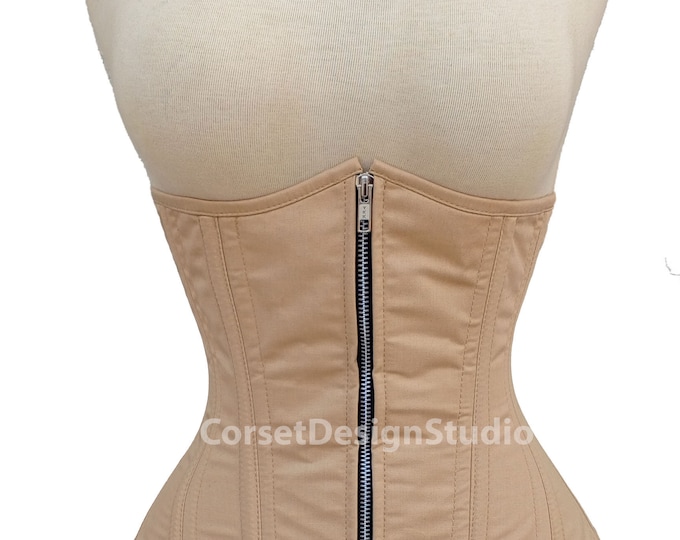 Double Steel Boned Underbust Waist Trainer Front Zipper Corset Shaper ...