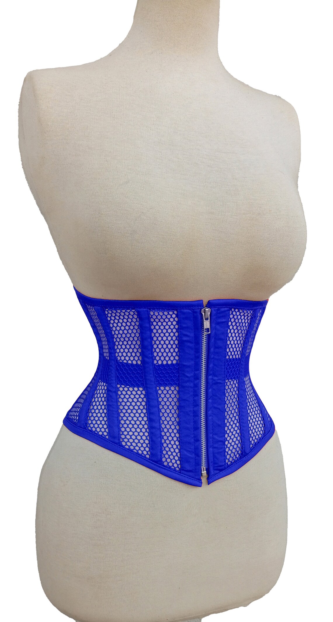 Heavy Duty Costume Mesh Front Zip Steel Boned Mesh Corset , Waist ...