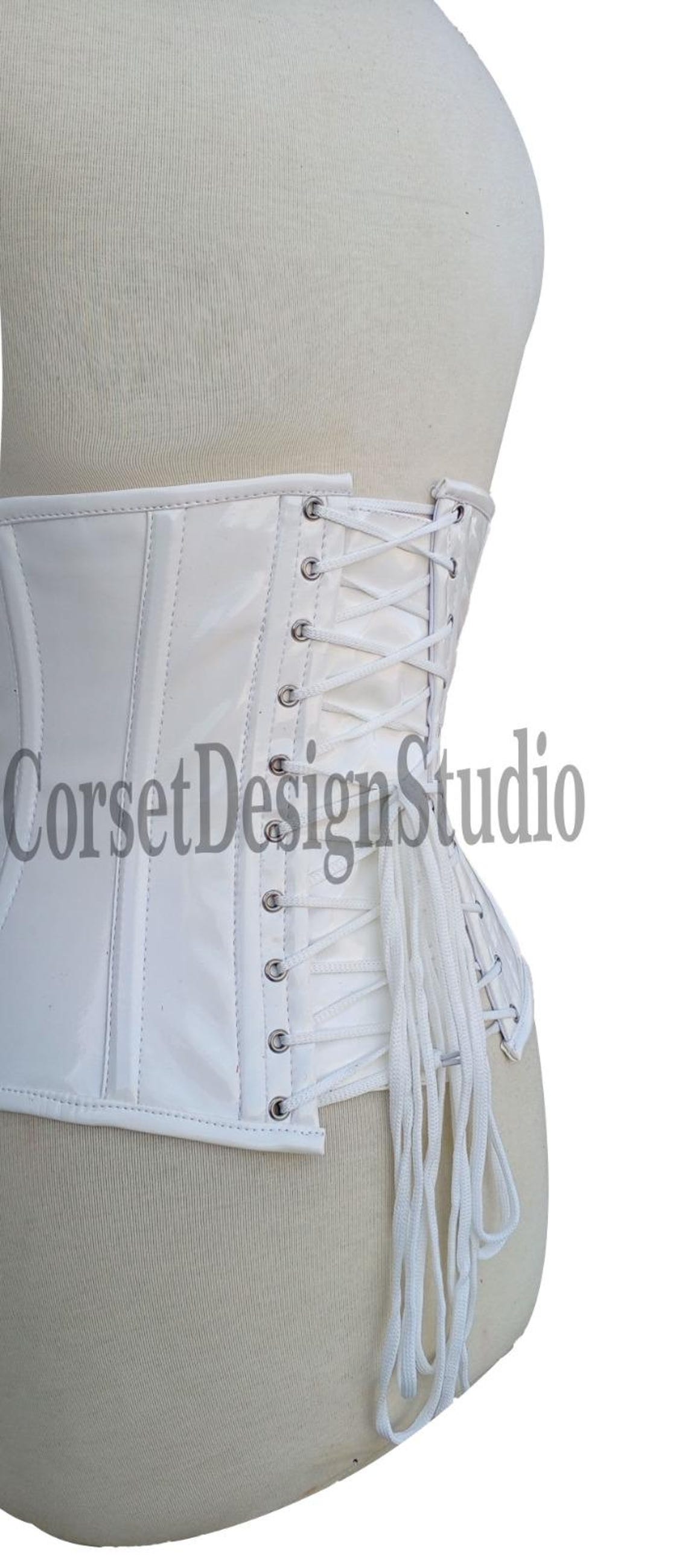 Buckle Corset Waist Trainer Steel Boned Pvc Underbust Waspie Cincher ...