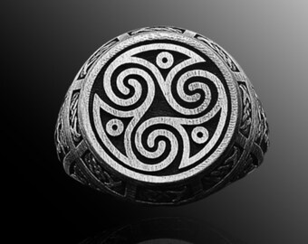 Triskelion Male Signet Ring Male Celtic Ring Unique Rings for Men ...