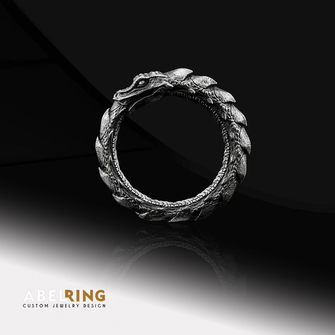 Sterling Silver Ouroboros Dragon Handmade Men Ring, Ouroboros Serpent ...