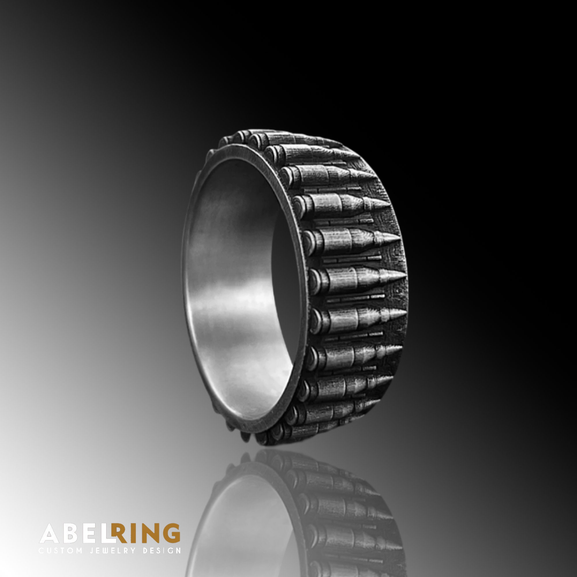 Unique Silver Bullet Wedding Ring for Men, Unique Soldier-inspired ...
