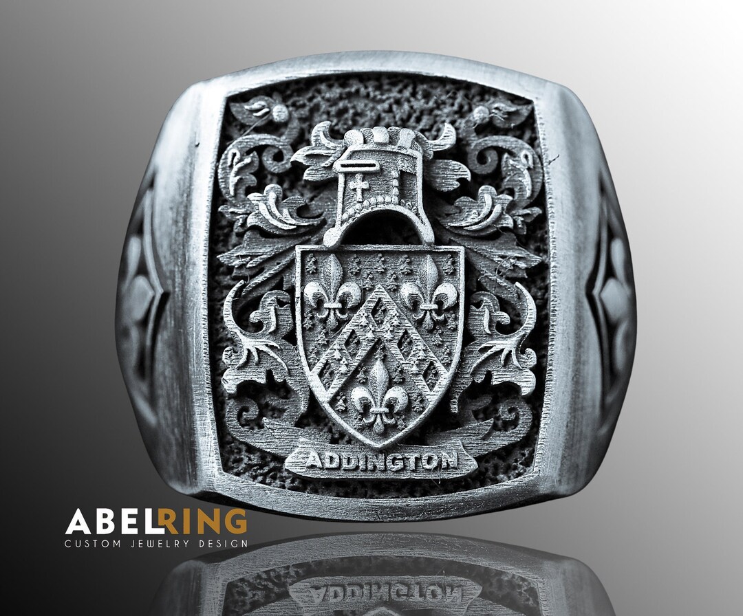 Family Crest Signet Memory Ring Coat of Arms Ring Custom Rings for Men ...