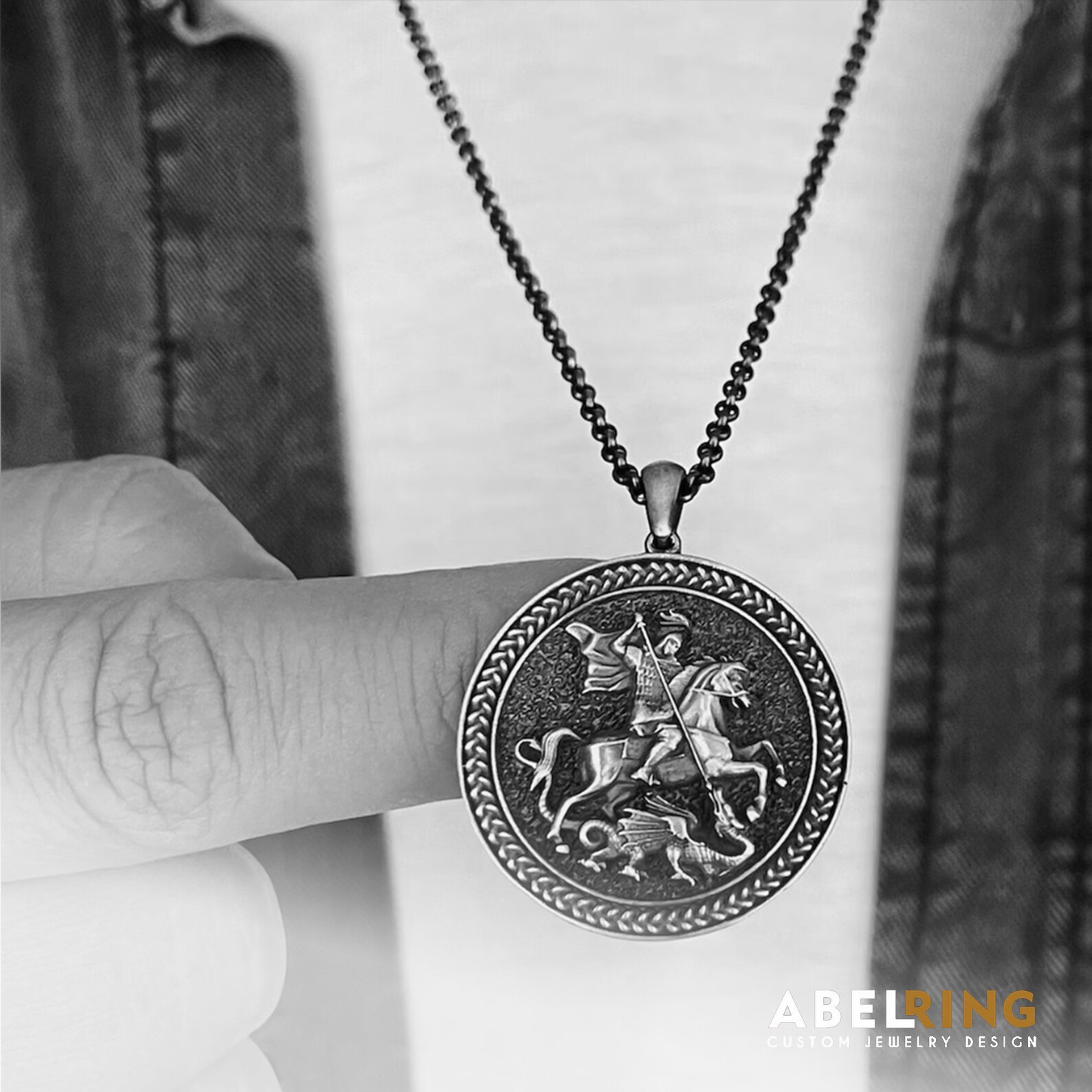 Saint George and the Dragon Necklace for Men in Sterling Silver, St ...