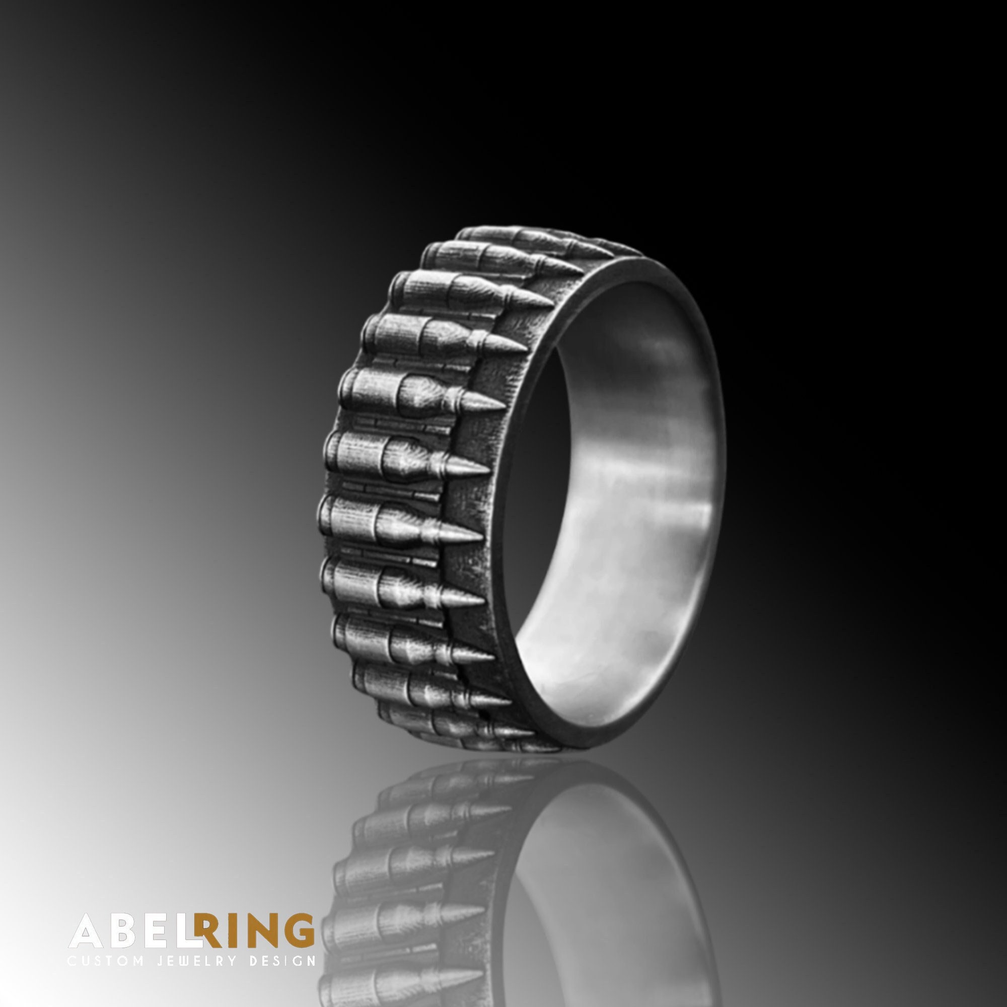 Unique Silver Bullet Wedding Ring for Men, Unique Soldier-inspired ...
