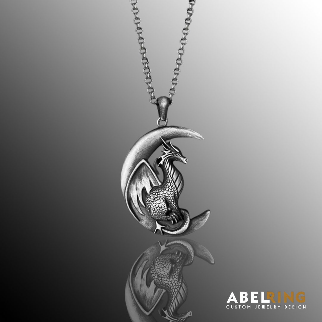 925-sterling-silver-moon-dragon-pendant-for-men-dragon-silver-charm