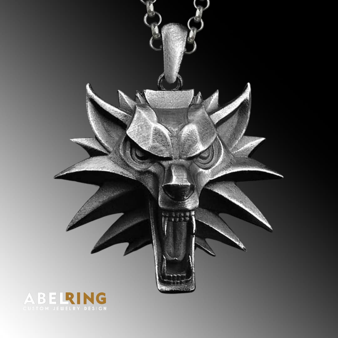 White Wolf Witcher Necklace, Silver Wild Wolf Necklace, Wild Wolf ...