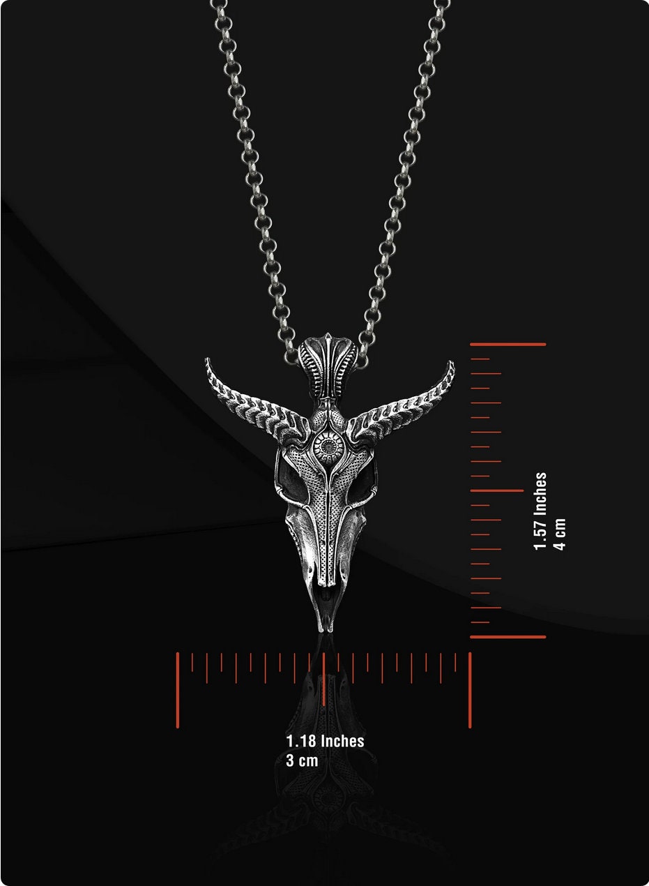 Satanic Lucifer Baphomet 925 Sterling Silver Necklace, Occult Satanic ...