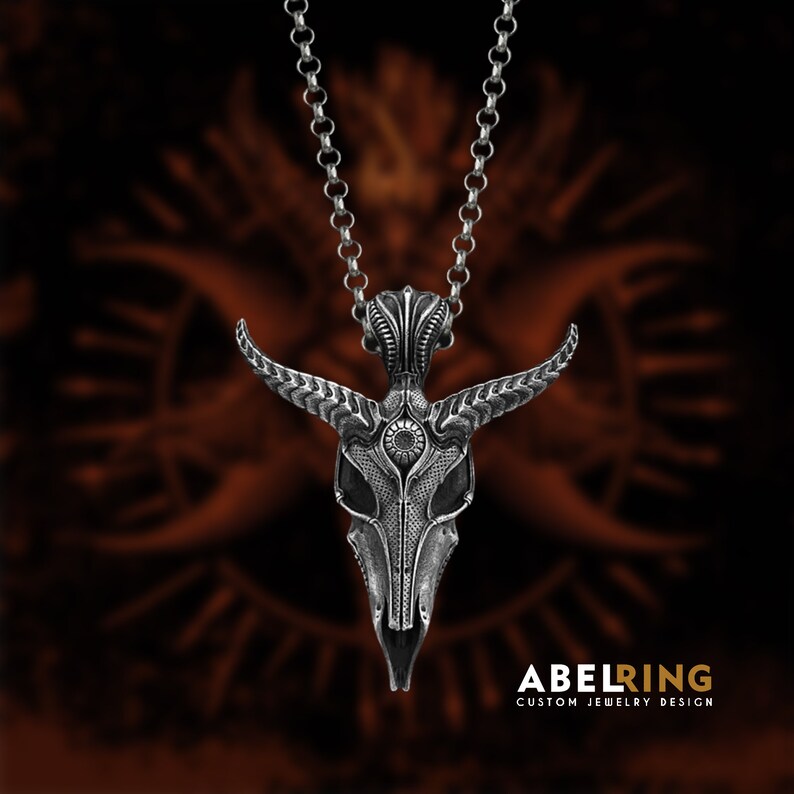Satanic Lucifer Baphomet 925 Sterling Silver Necklace, Occult Satanic ...