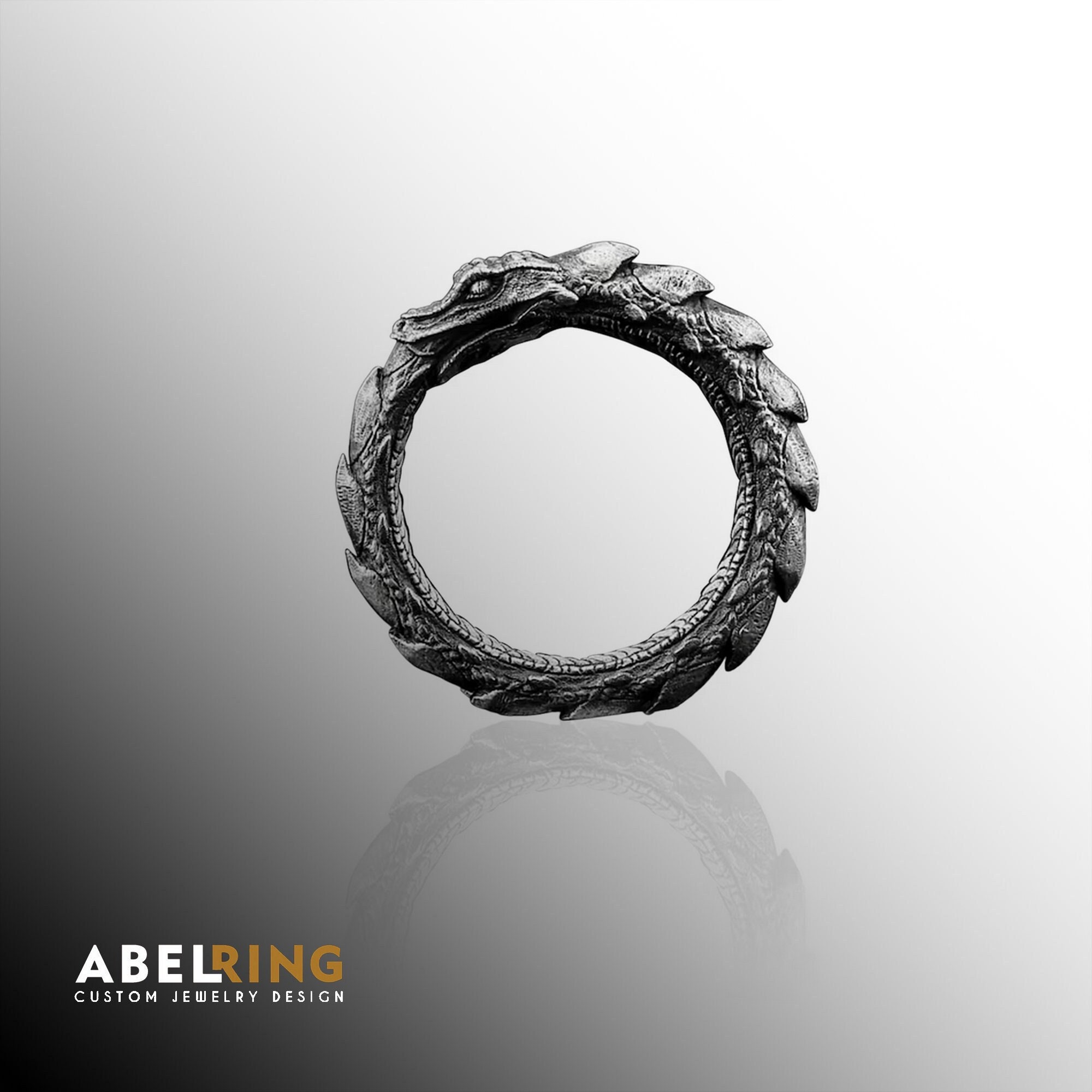 Sterling Silver Ouroboros Dragon Handmade Men Ring, Ouroboros Serpent ...