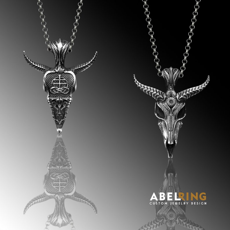 Satanic Lucifer Baphomet 925 Sterling Silver Necklace, Occult Satanic ...