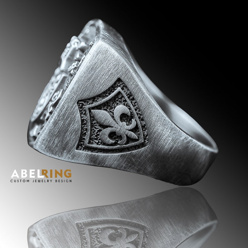 Custom Crest Signet Ring Coat of Arms Ring Custom Rings for Men Silver ...