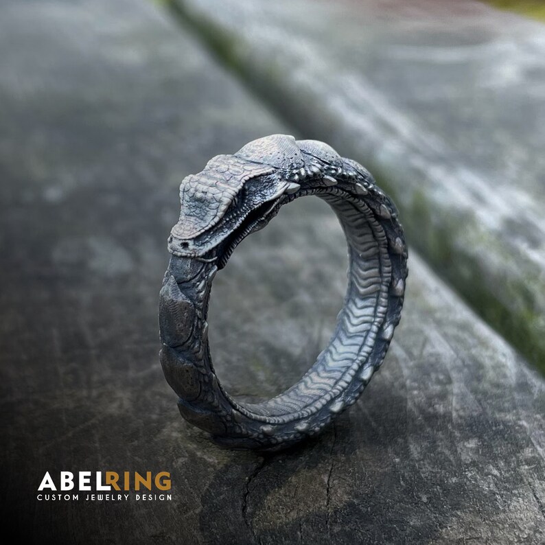 Sterling Silver Ouroboros Dragon Handmade Men Ring, Ouroboros Serpent ...