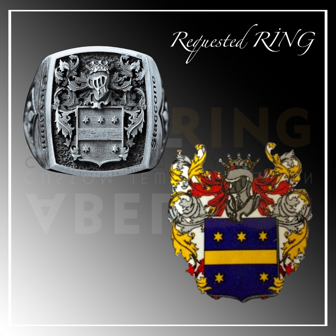 Custom Family Crest Ring Custom Coat of Arms Gonzalez Signet Ring for ...