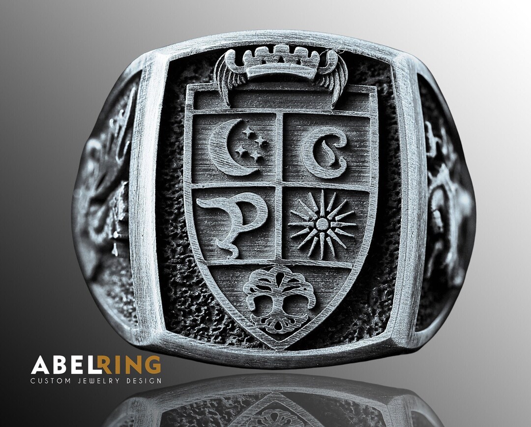 Custom Family Crest Signet Ring Coat of Arms Ring Custom Rings for Men ...