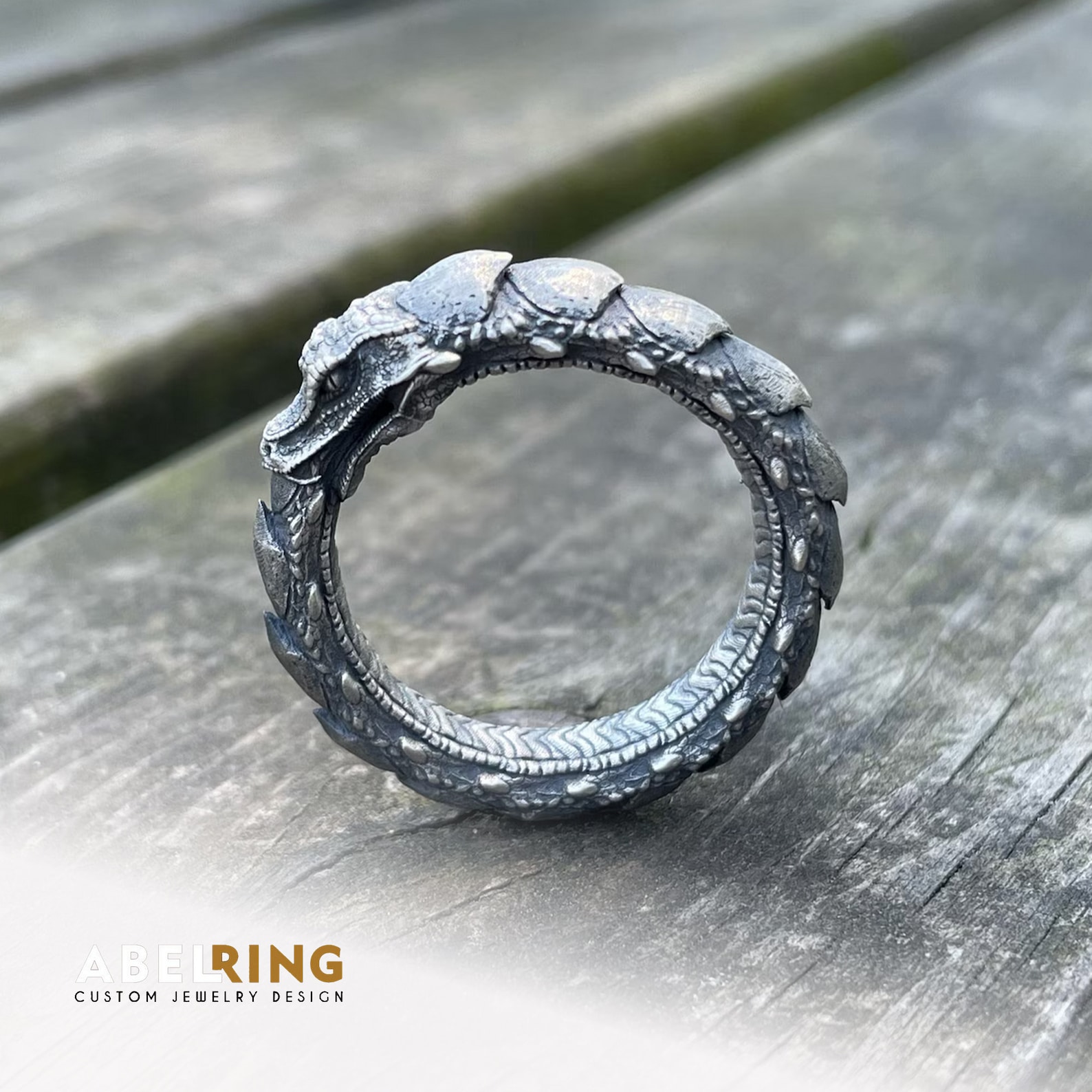 Sterling Silver Ouroboros Dragon Handmade Men Ring, Ouroboros Serpent ...