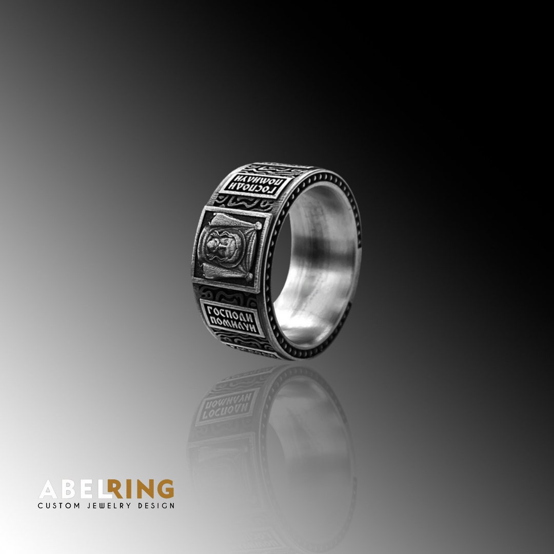 Symbolic Religious Ring for Men Sterling Silver Traditional Orthodox ...