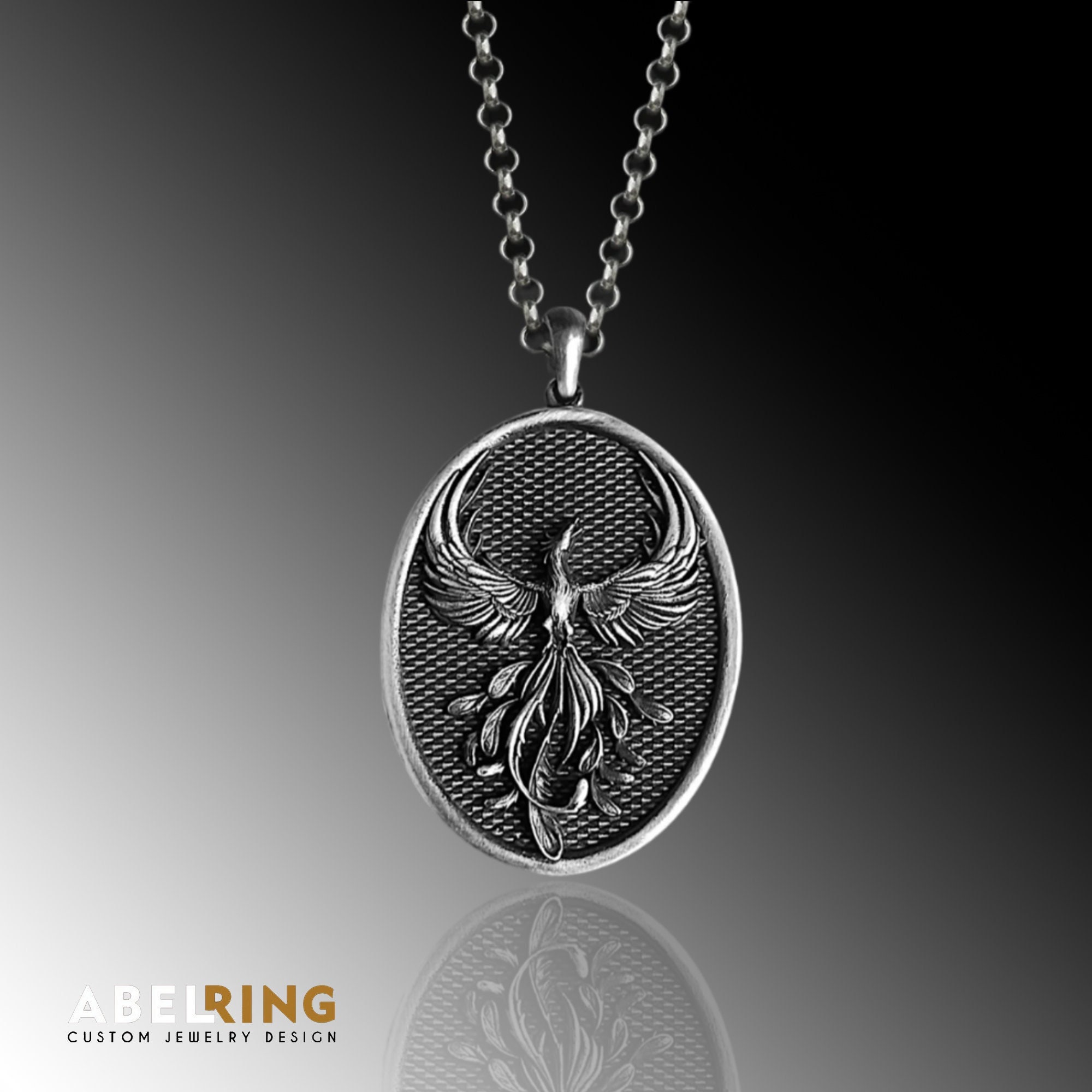 Winged Phoenix Handmade Sterling Silver Men Charm Necklace, Ancient ...