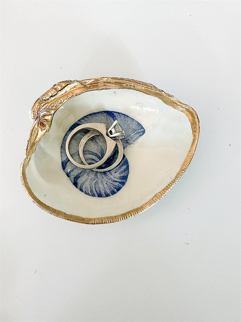 Oyster Shell Trinket Dish Decor Something Blue Mom Gift - Etsy