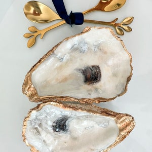 Oyster Shell Gift Set Salt and Pepper Pinch Bowl Gilded Edge Shower ...