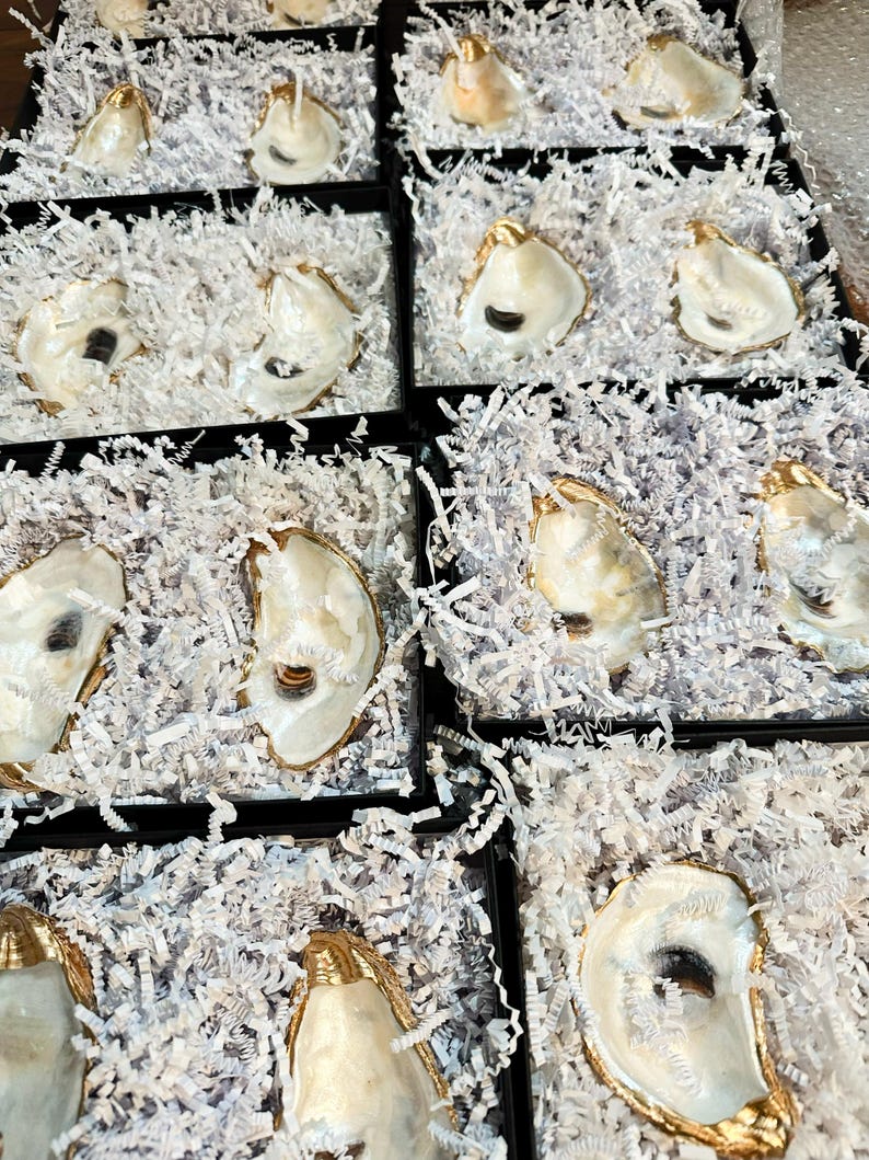 Oyster Shell Salt and Pepper Pinch Bowl Gilded Edge Shower Hostess Gift ...