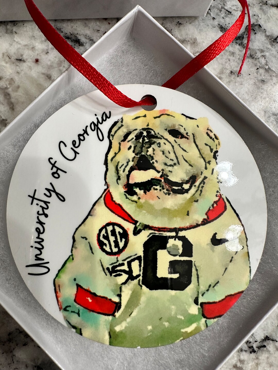 UGA Handmade Ornament Watercolor Decor University of Georgia Bulldogs ...