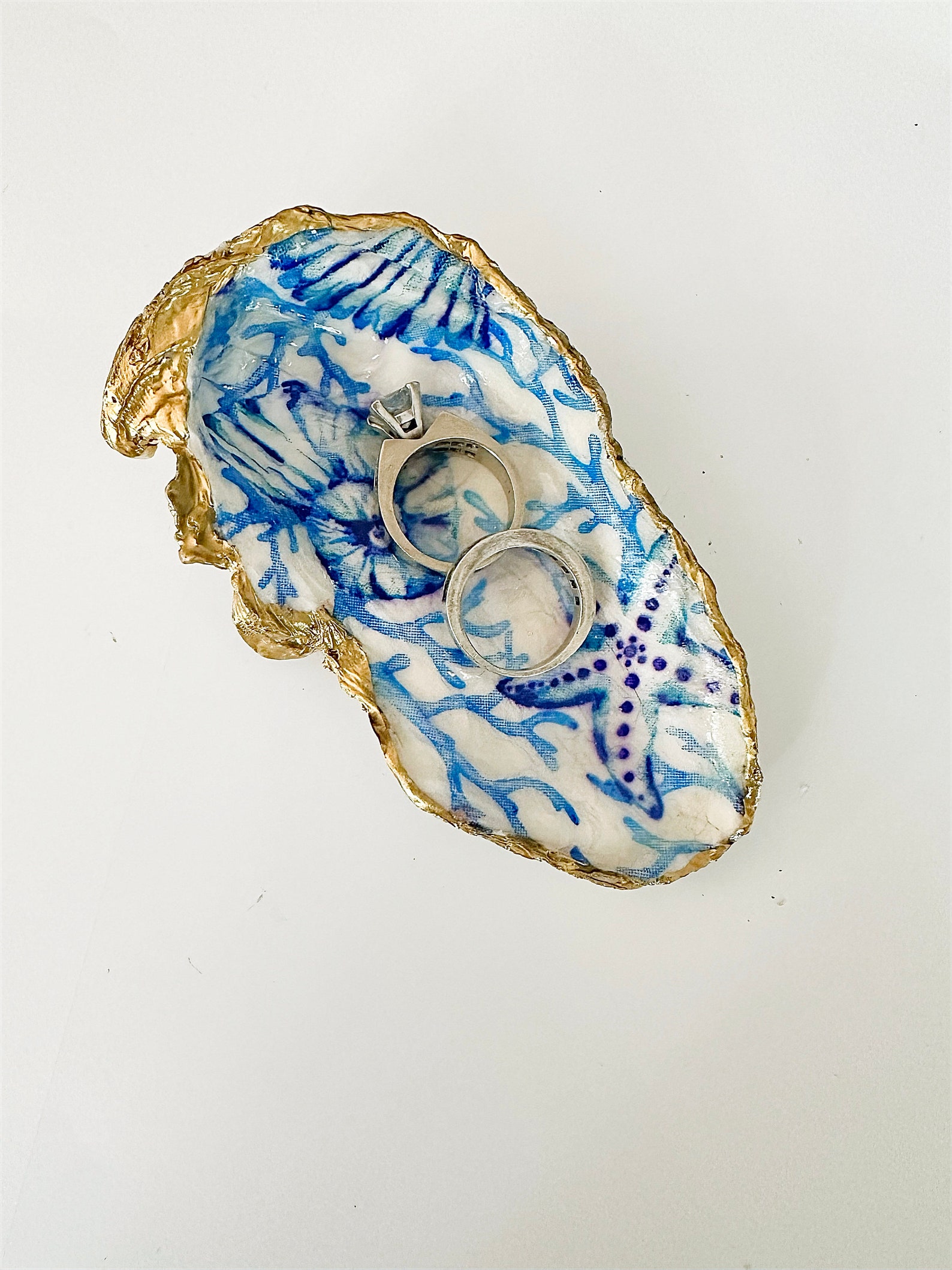 Oyster Shell Trinket Dish Decor Something Blue Mom Gift Wedding Ring ...