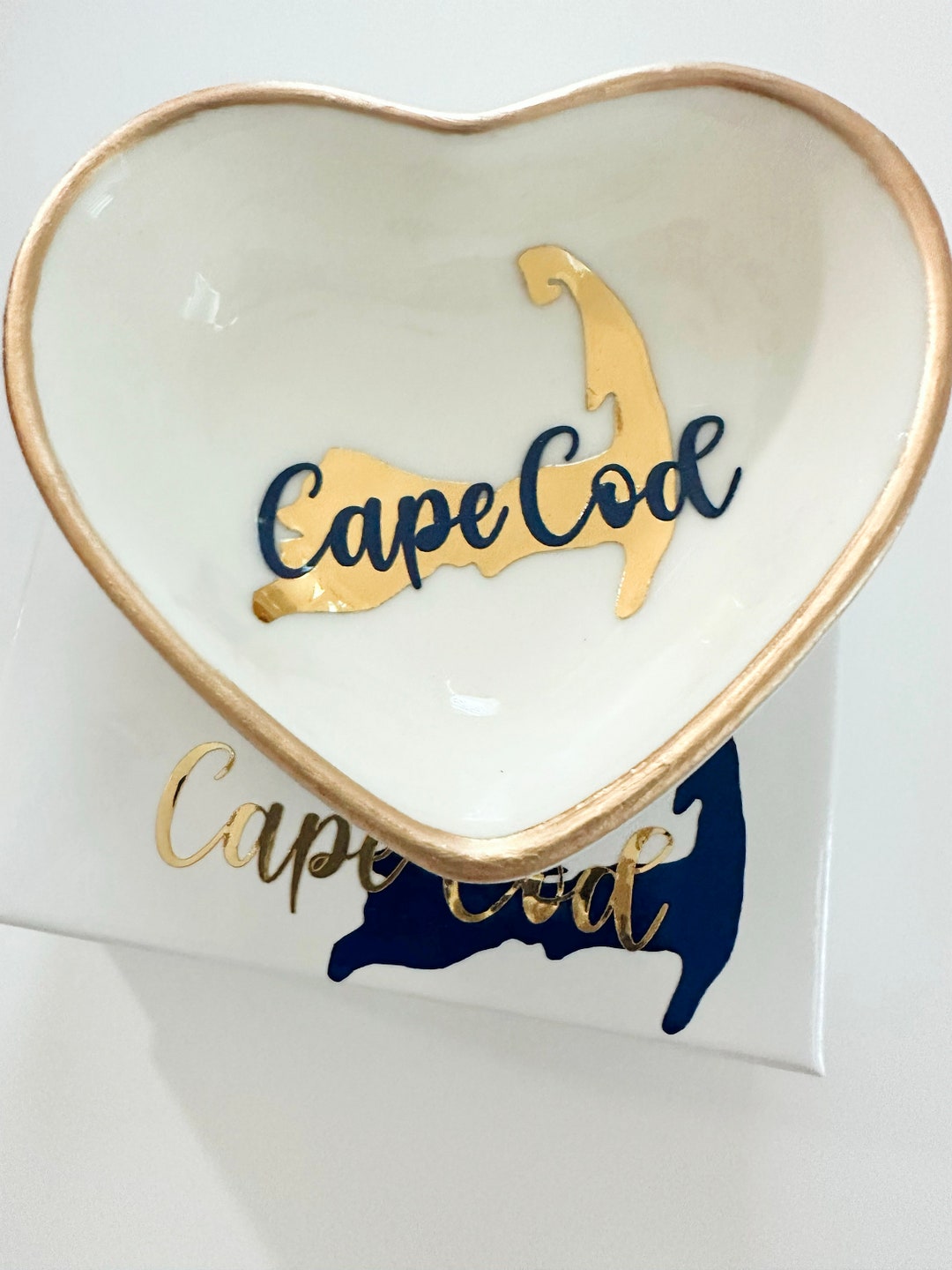 Cape Cod Gilded Trinket Ring Dish Elegant Gold Logo Coastal Beach Decor ...