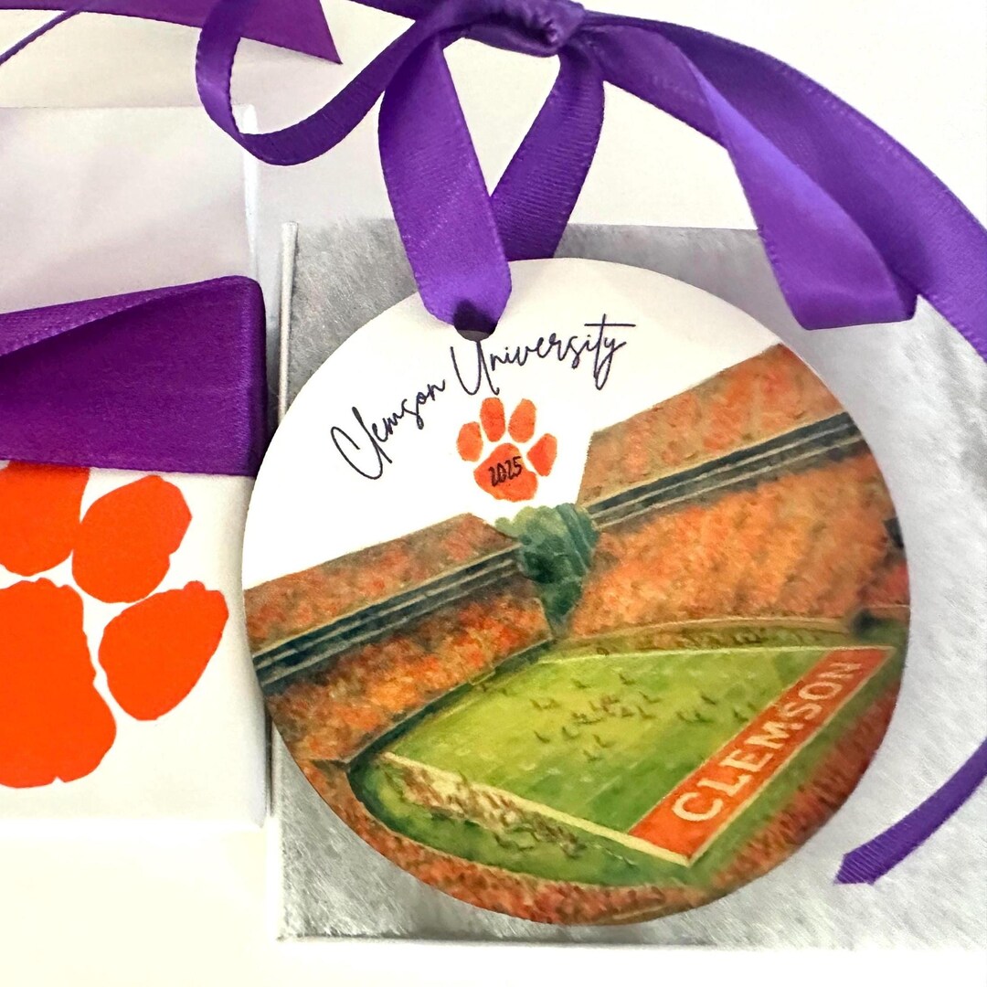 Clemson Tigers Handmade Ornament Gift Watercolor Stadium Decore Hang ...