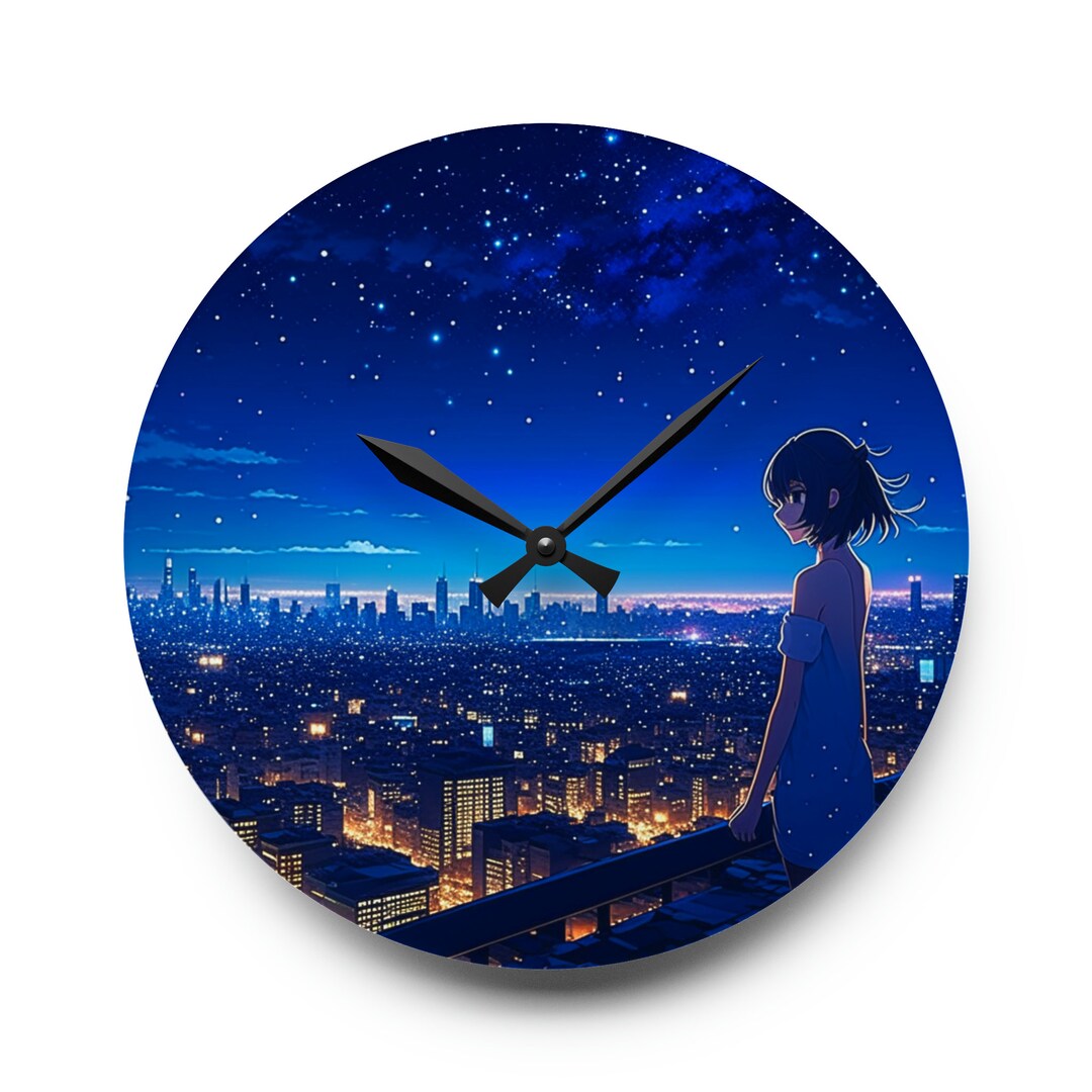 Wall Art Clock Manga Art Timepiece Modern Anime Girl Print - Etsy