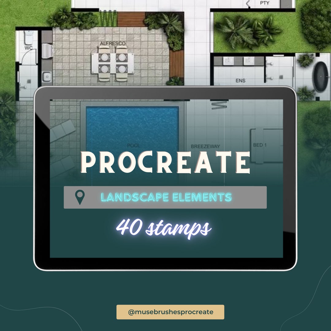 40 Landscape Element Brush Procreate, Procreate Landscape Architecture ...