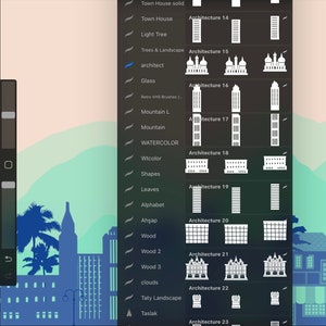 108 Procreate Town Cityscape Stamp Brushes, City Skyline Creator, Skyscraper Brushes, Factory ...