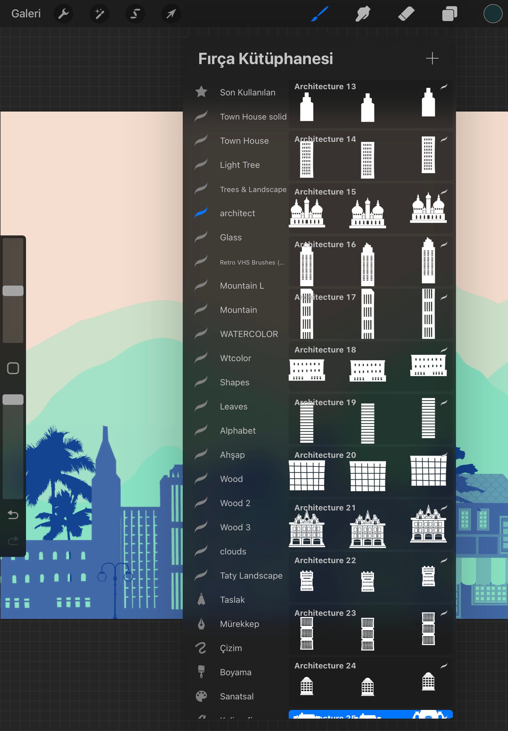 108 Procreate Town Cityscape Stamp Brushes, City Skyline Creator ...