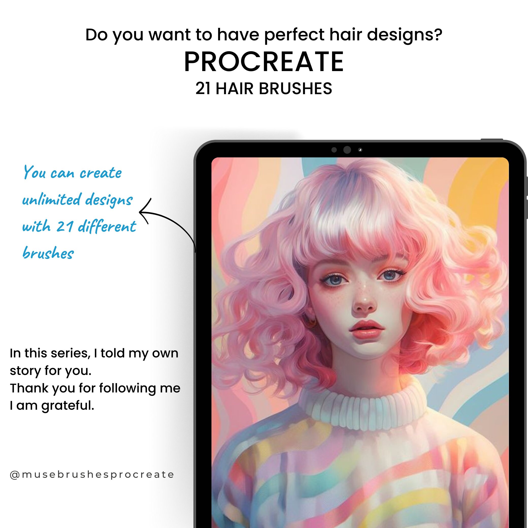 21 Procreate Hair Brushes, Procreate Braids, Procreate Brushes Hair ...