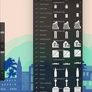 108 Procreate Town Cityscape Stamp Brushes, City Skyline Creator ...