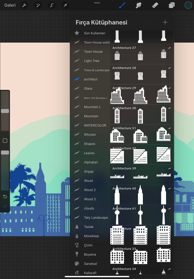 108 Procreate Town Cityscape Stamp Brushes, City Skyline Creator ...