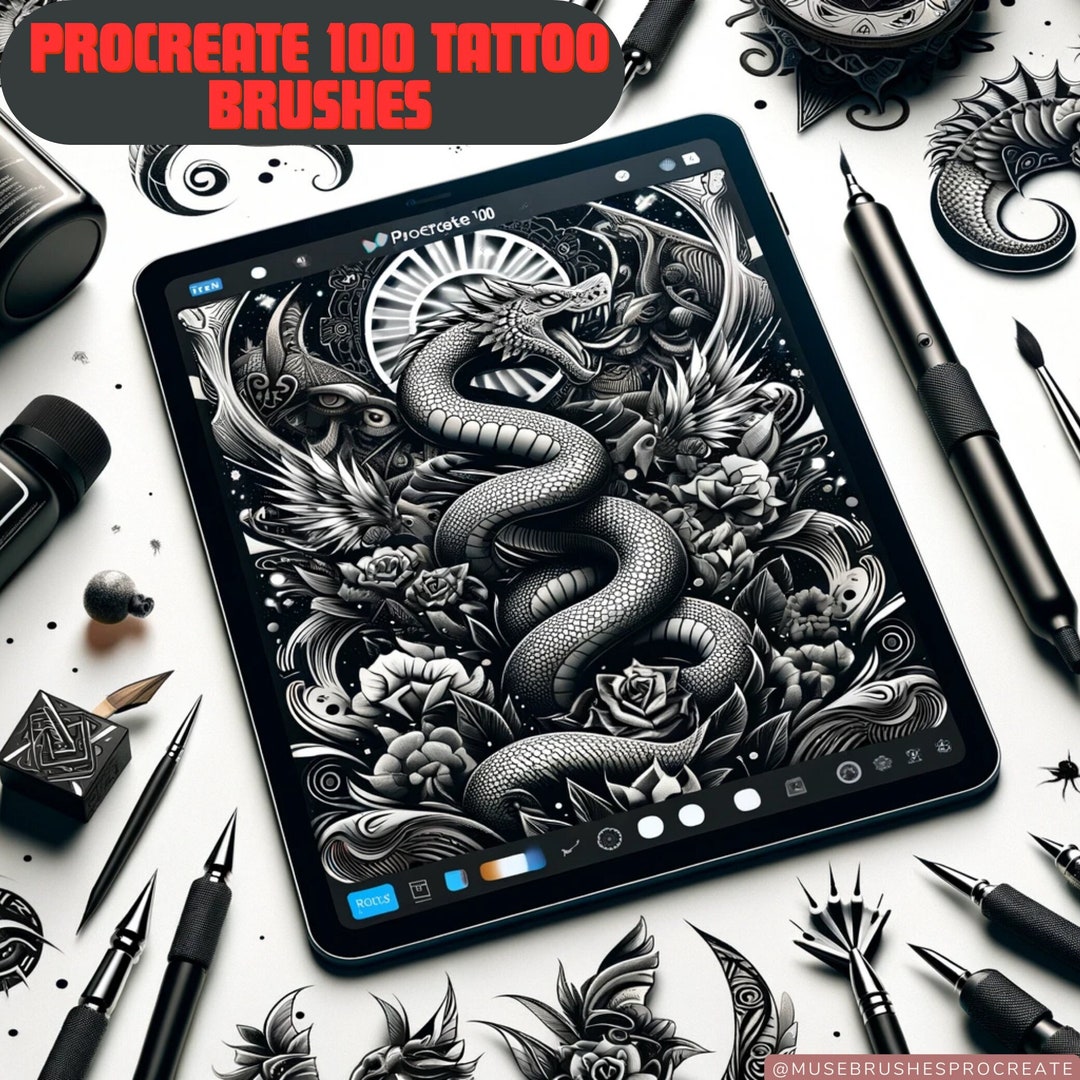 100 Procreate Tattoo Brushes, Ink Brushes for Procreate, Illustration ...