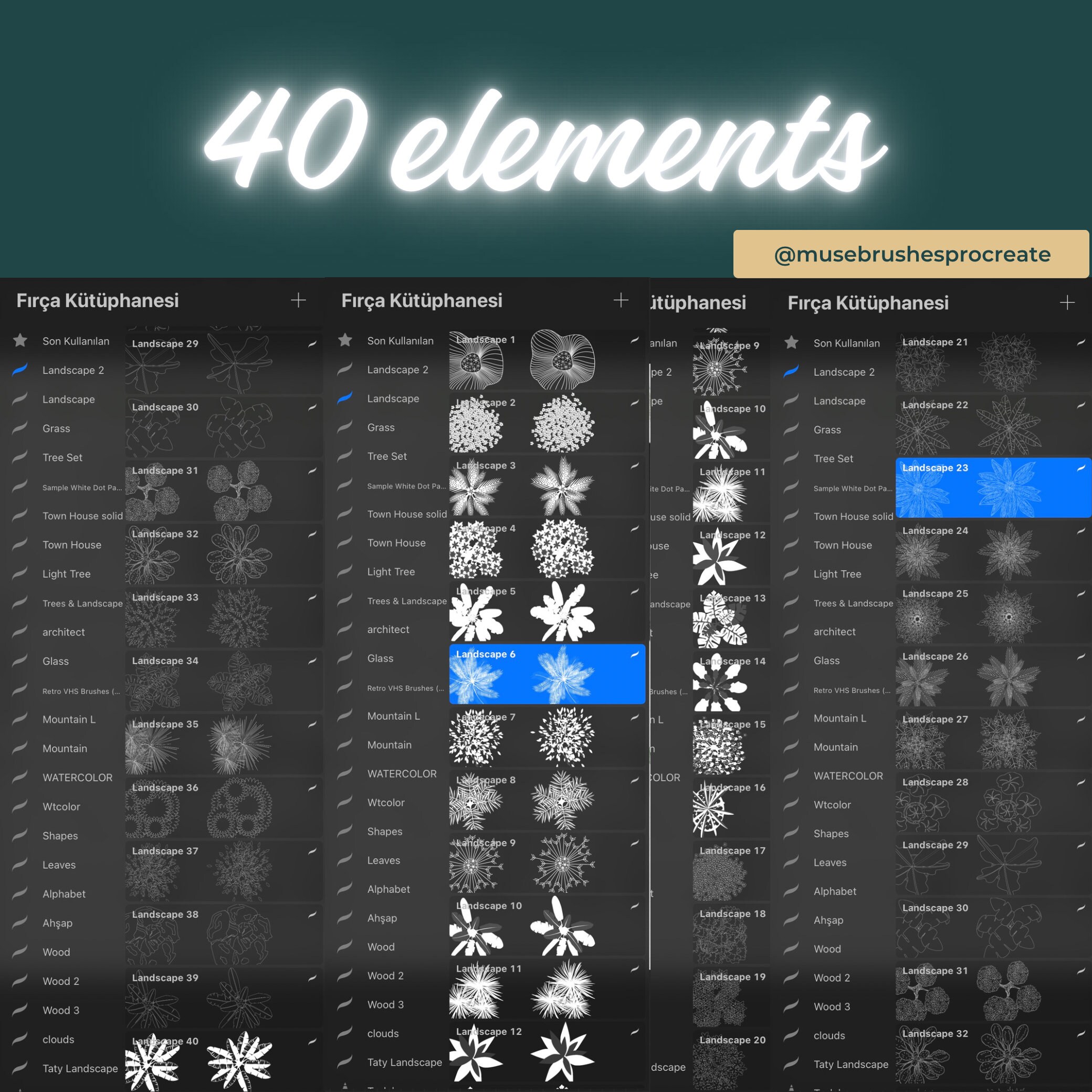 40 Landscape Element Brush Procreate, Procreate Landscape Architecture ...