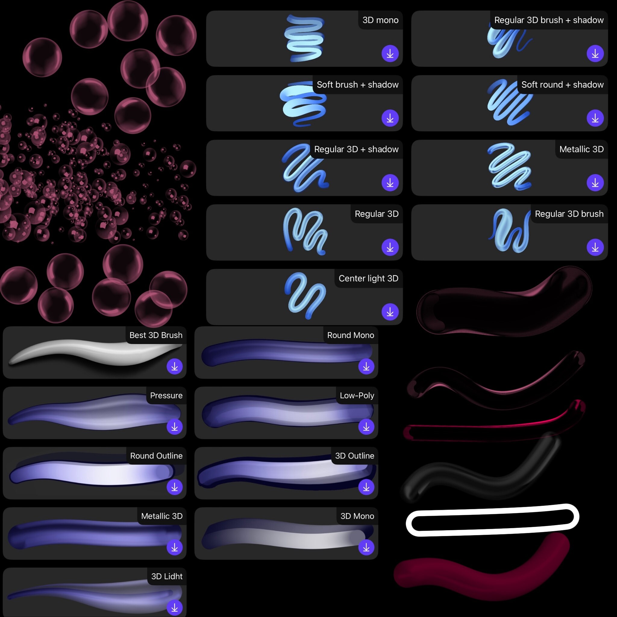 Bubble Brushes for Procreate • Realistic Glossy Procreate Brushes • 3D ...