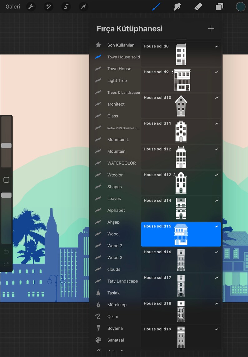 108 Procreate Town Cityscape Stamp Brushes, City Skyline Creator ...