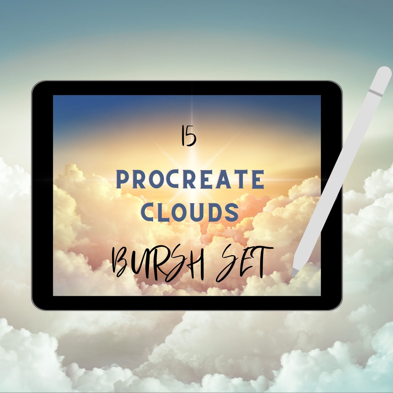 15 Cloud Procreate Brushes Cloud Brush Set for Procreate, Cloud Stamps, Dynamic Cloud Brushes ...